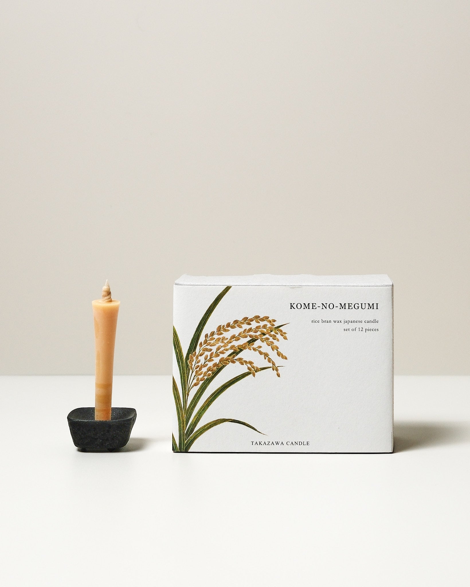 Kome-no-megumi Rice Bran Candles - Set of 12 Japanese Natural Candles ...